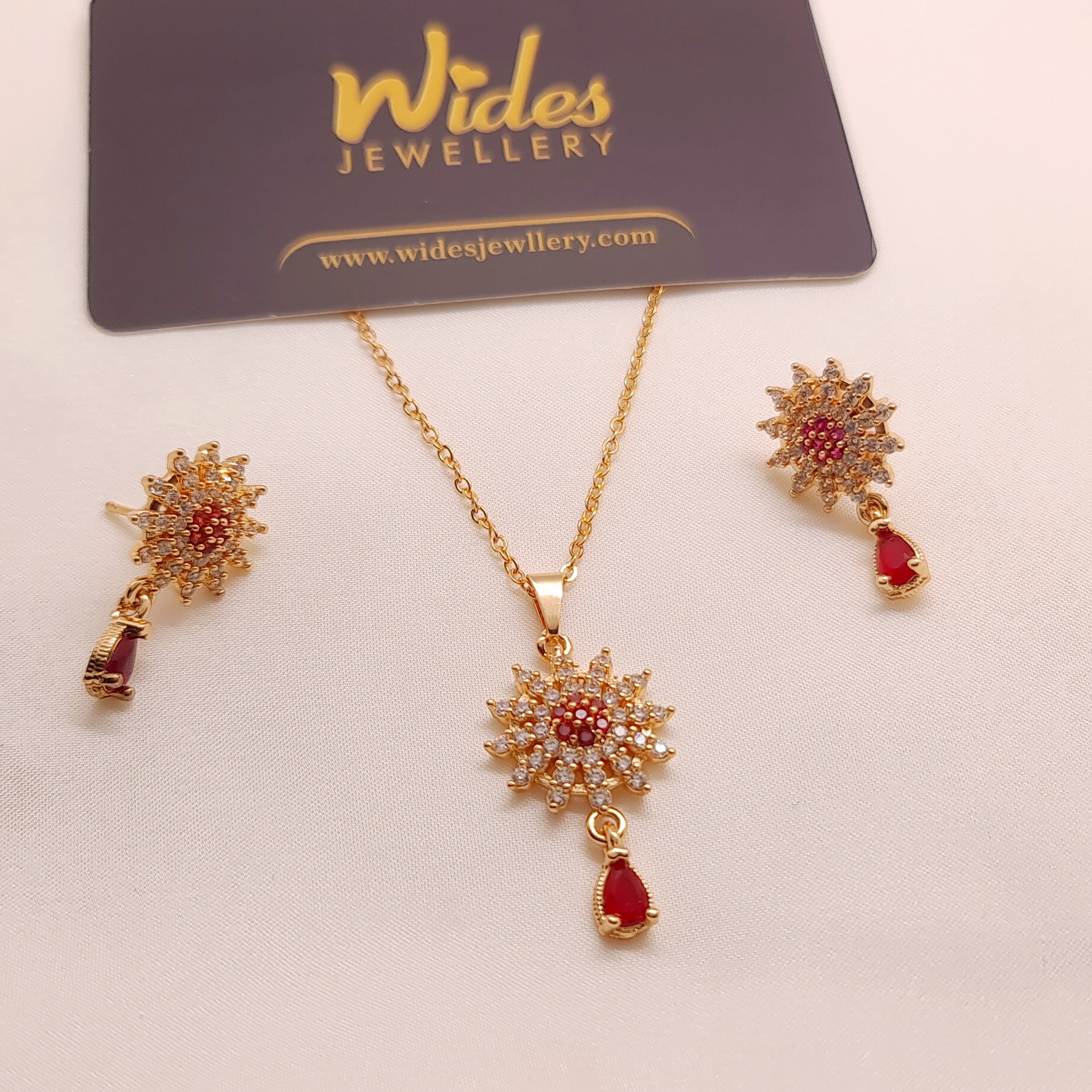 Ruby Sunflower Locket Set for Girls/Women – Wides Jewellery